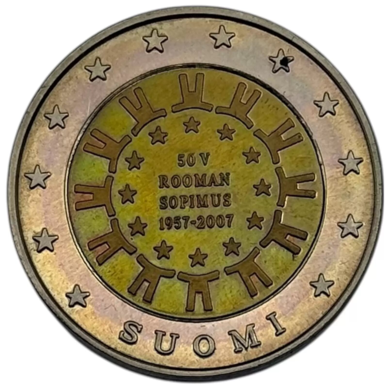 Финляндия 2 евро 2007 г. (50 лет подписанию Римского договора) Specimen (Проба)
