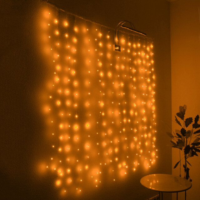 Гирлянда штора Роса 1.6*1.6 м, 256 желтых мини LED с мерцанием, серебряная проволока, Торг Хаус, L-CF-Y/256L