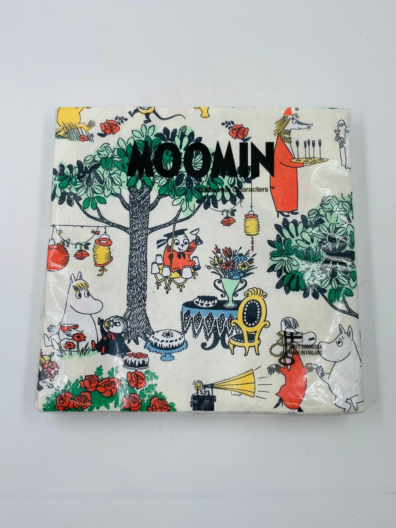Салфетки бумажные Moomin, Приглашение в сад, разноцветные, 33х33 см, 20 салфеток (из Финляндии)