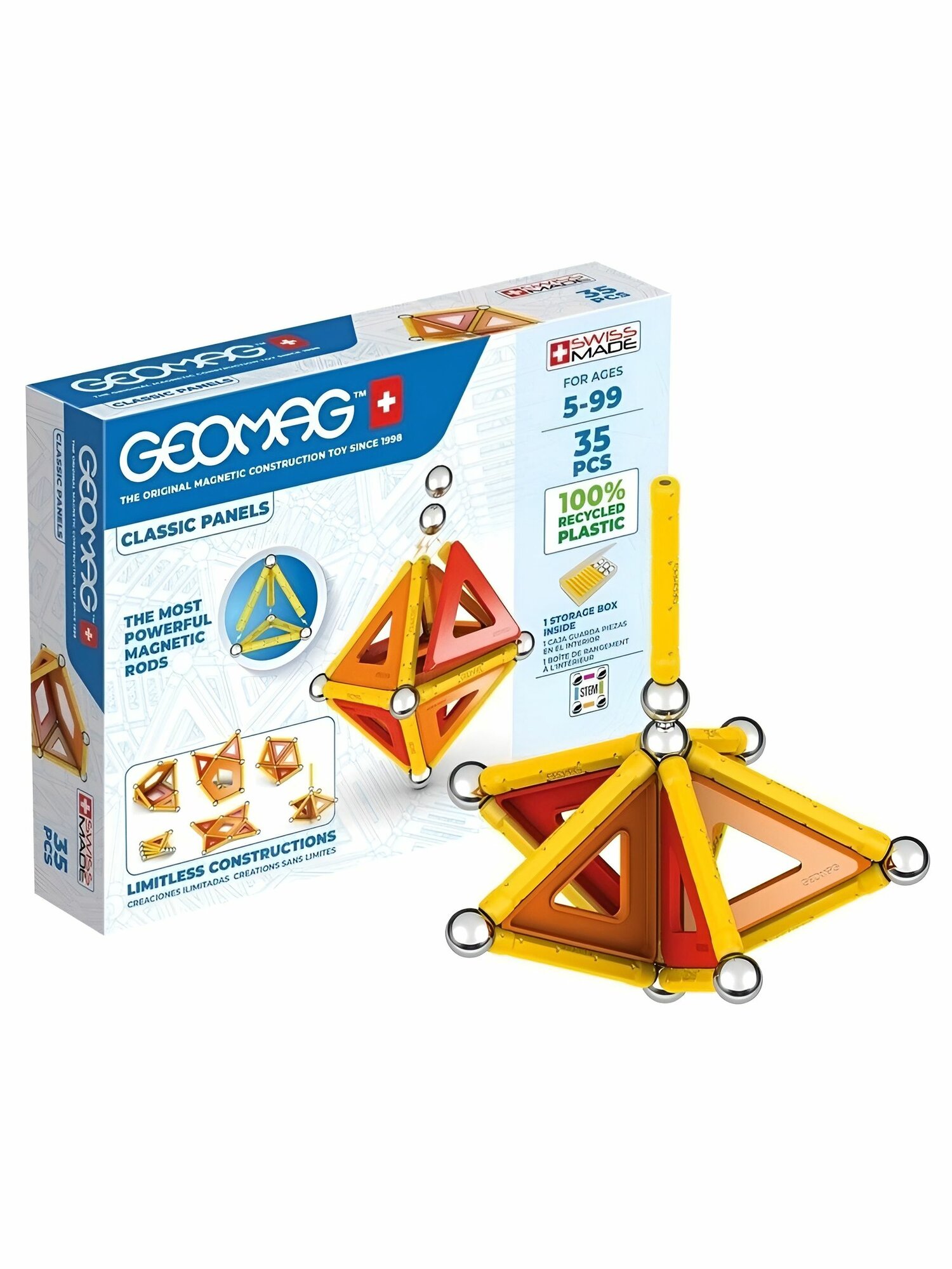 GEOMAG Магнитный конструктор Классик пластины 35 элементов для детей от 5 лет