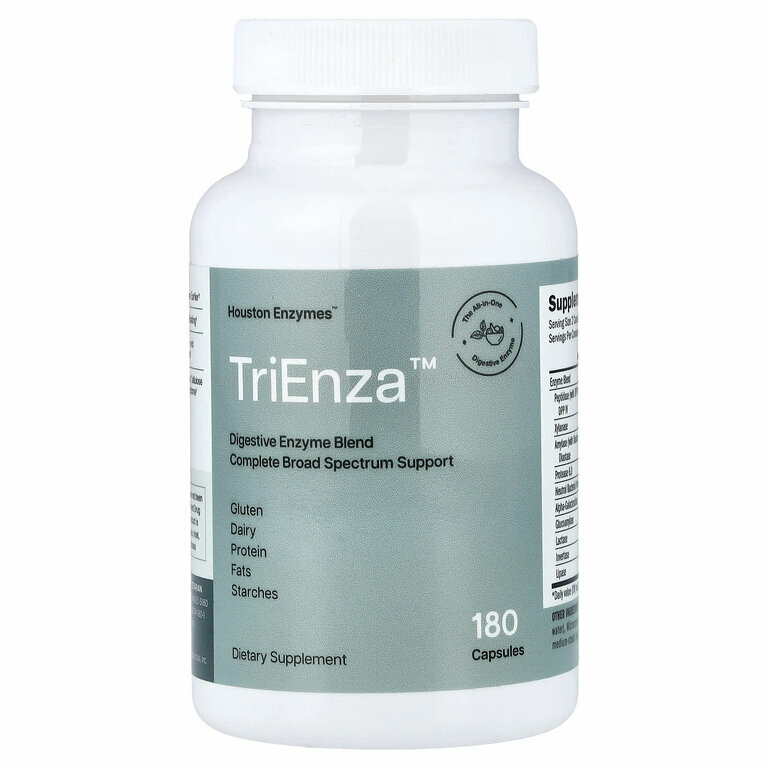 Houston Enzymes, TriEnza, ферменты при пищевой непереносимости, 180 капсул