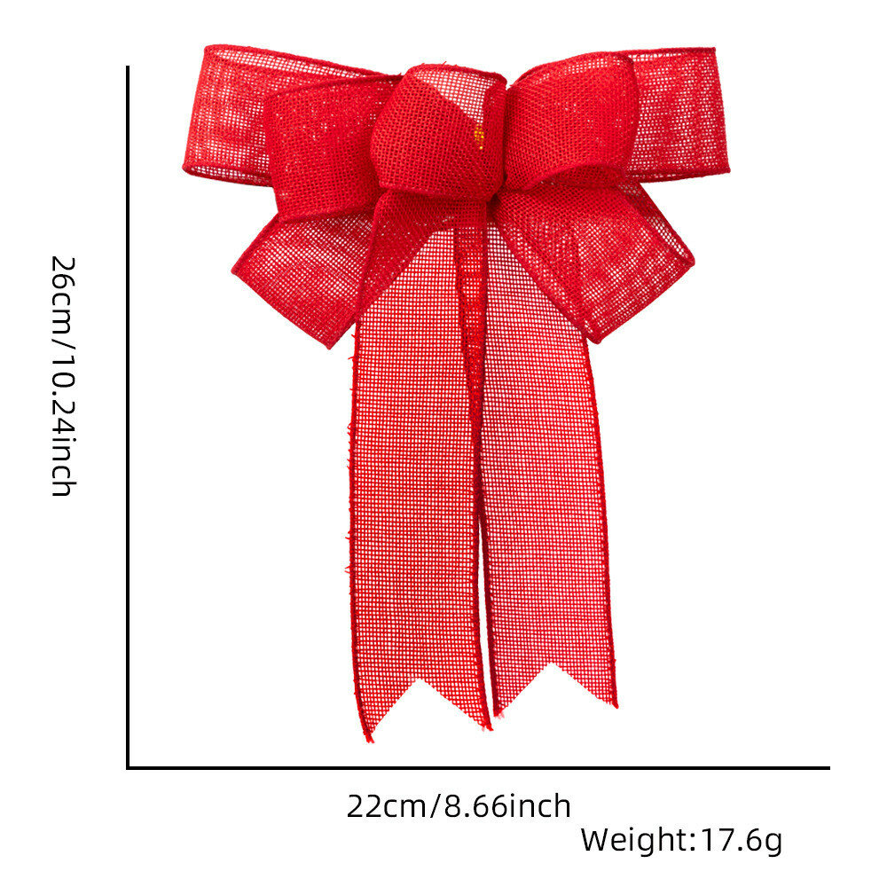 Классическая красная и хаки бантовая елочная игрушка с стильным узором, идеально подходящая для праздничных мероприятий, красный