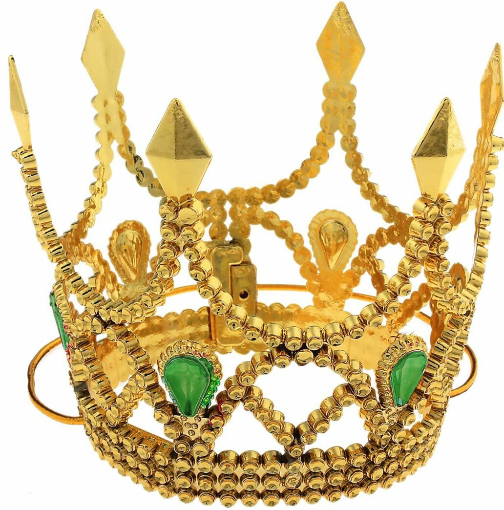 Корона золотая с камнями "Принцессы" на голову для девочки, детская для праздника на веревочке, карнавальный головной убор
