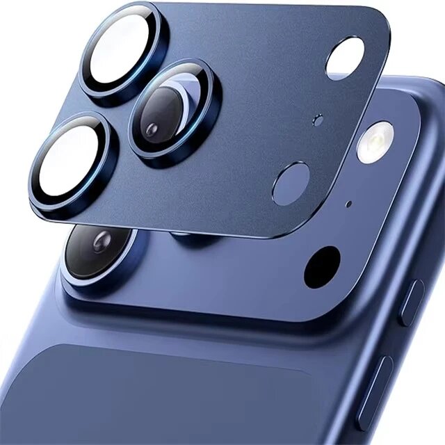 Металлическая защита камеры для iPhone 17 Pro Max 16 14 13 11 12 15 For iPhone 17 Pro, Matte Blue