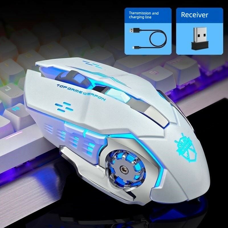 Беспроводная мышь Lenovo Legion R7000P A6 белая с бесшумной работой и серебряными акцентами