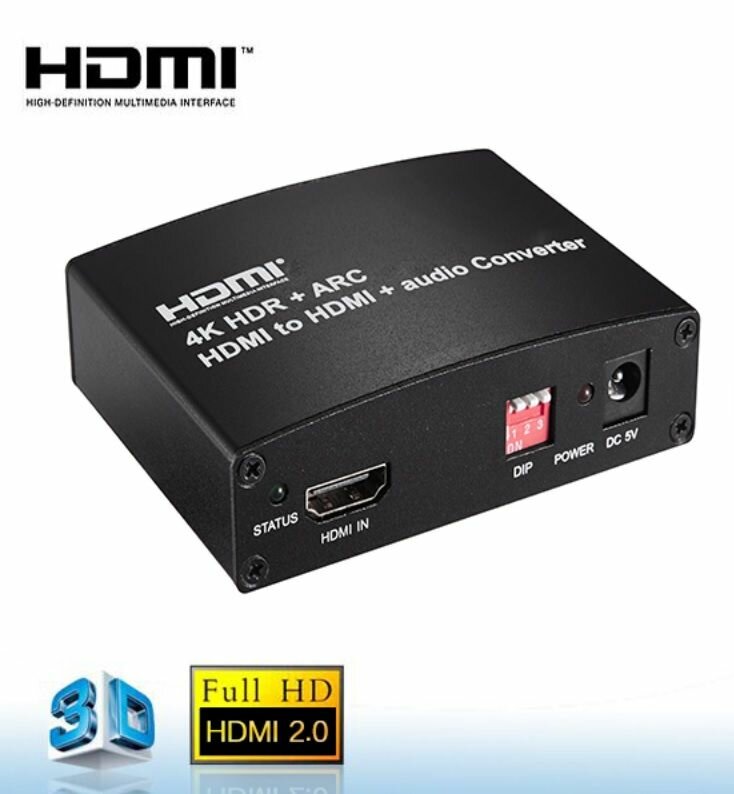 Конвертер ARC HDMI в HDMI + Аудио HDMI V2.0 HDMI Аудио Экстрактор 4K с Optical и 3.5mm