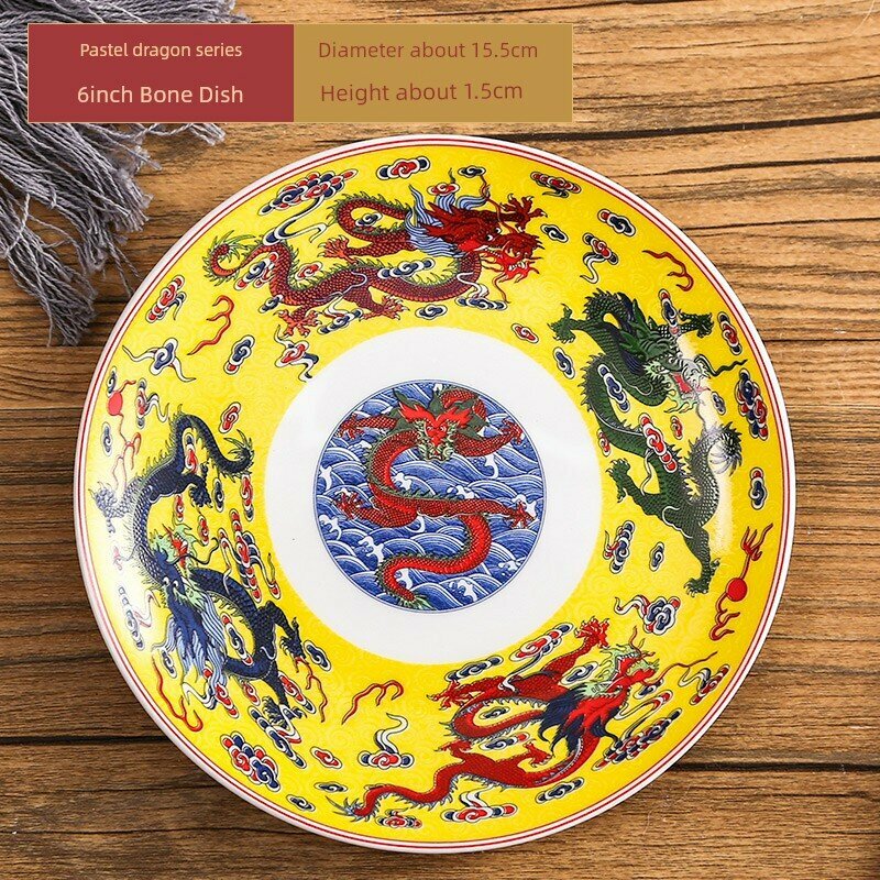 Китайская керамическая тарелка с драконом, 6 дюймов, костяная, термостойкая, для подачи