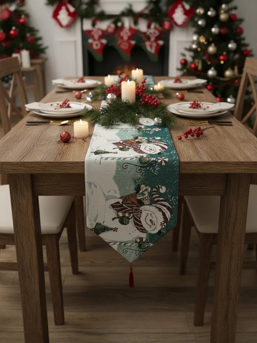 Новогодняя праздничная дорожка на стол 180х40
