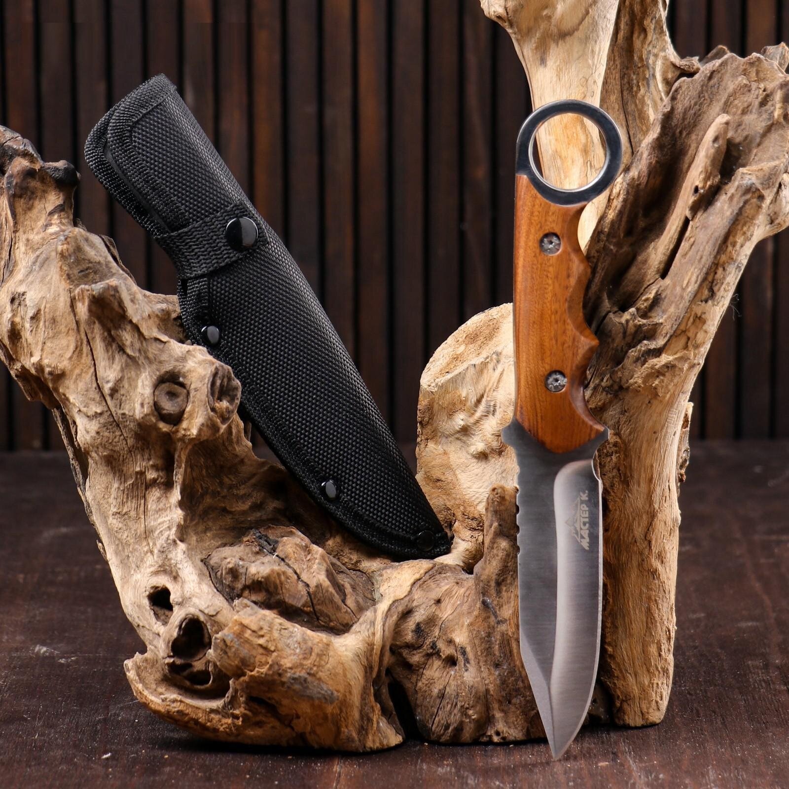 Тактический нож Мастер К "Торстейн", сталь 3Cr13, рукоять из дерева, коричневый