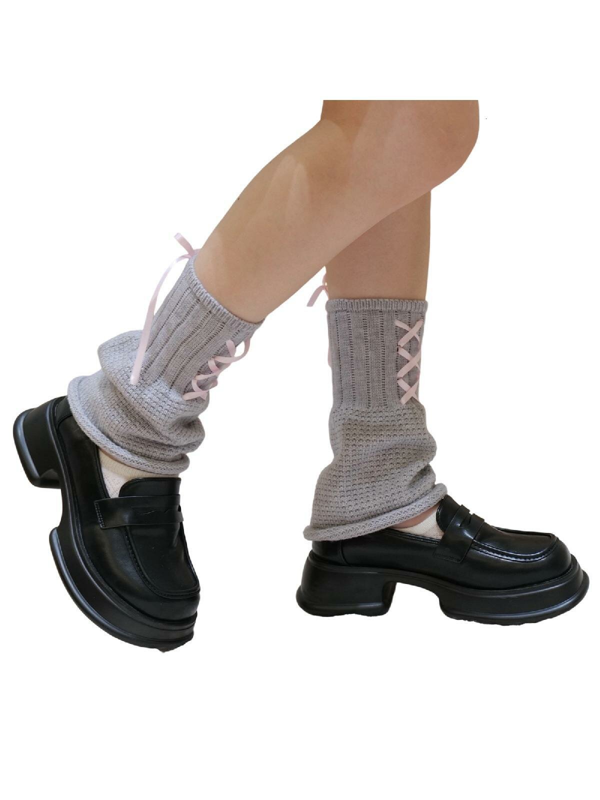 Женские гольфы с бантами, Серый