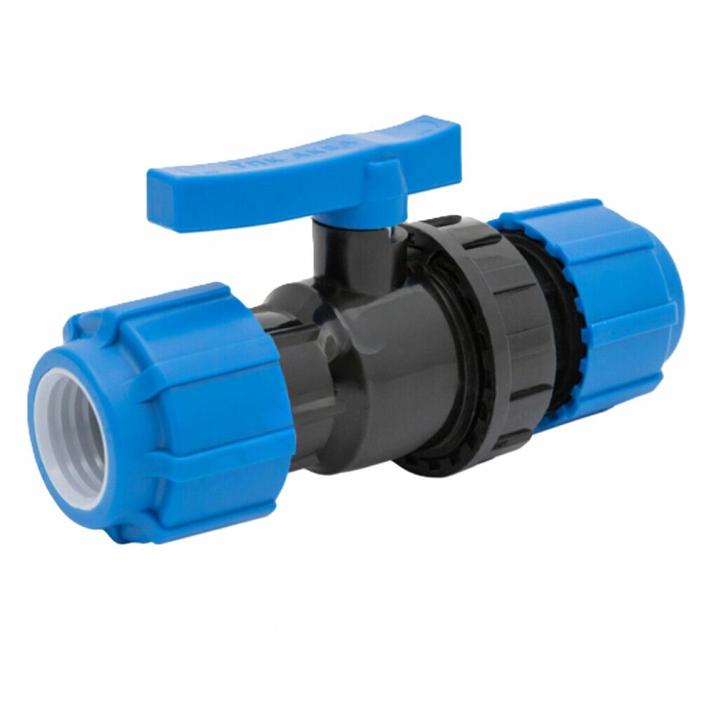 Кран шаровой компрессионный ПЭ Дн 20 Ру16 тпк-аква 555220020