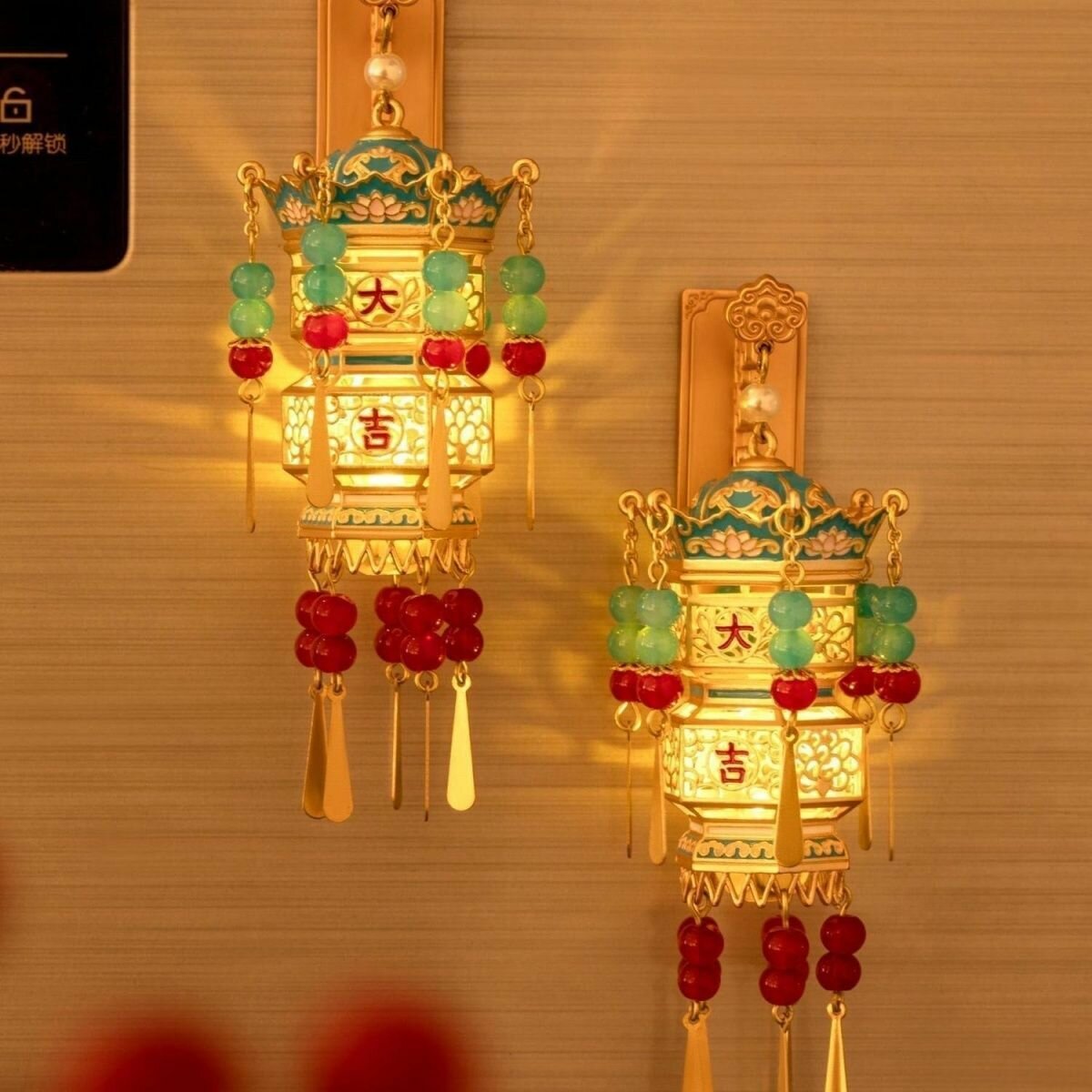Китайский стиль, древний стиль, магнит на холодильник в виде фонаря дворца Дажи, китайский стиль, антикварный цвет, магнитная наклейка, может светиться, сувенир в древнем стиле