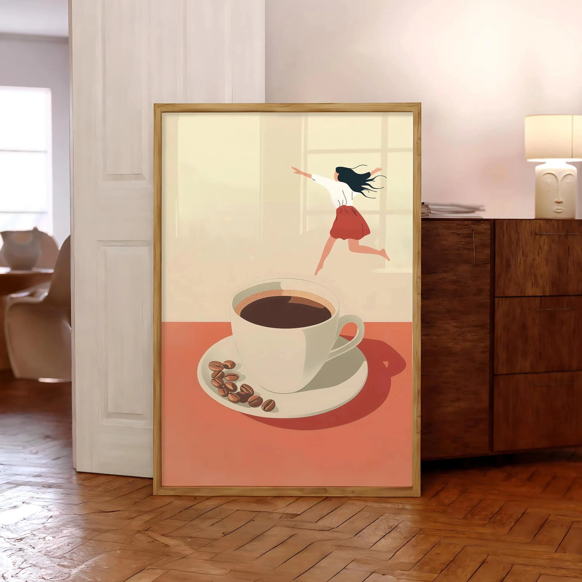 Абстрактный постер «Кофейный Дайвер» на холсте WO1228-, 20x30cm No Frame
