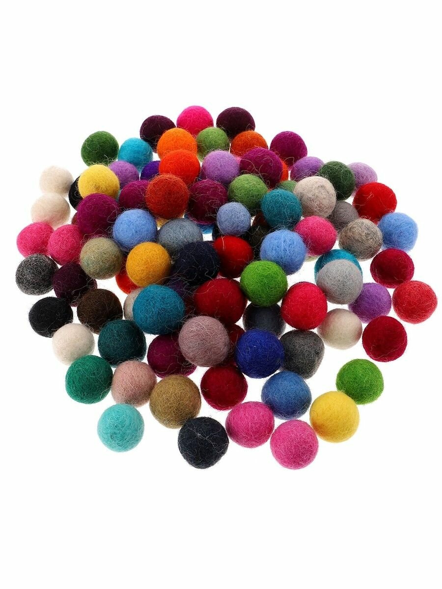 Шерстяные Шарики Для Рукоделия, Многоцветные, 100шт, Диаметр 2.00 См, Идеально Для Украшения Одежды