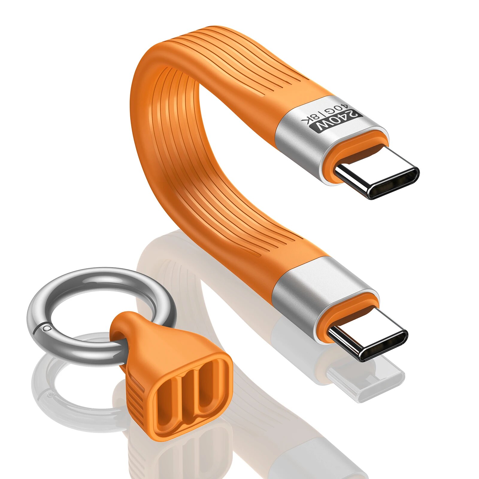 Кабель AUFU USB4 240W для быстрой зарядки Type-C для MacBook iPhone17, короткий, портативный, с функцией брелока, передача данных 40 ГБ, Thunderbolt4/3, 8K@60Гц