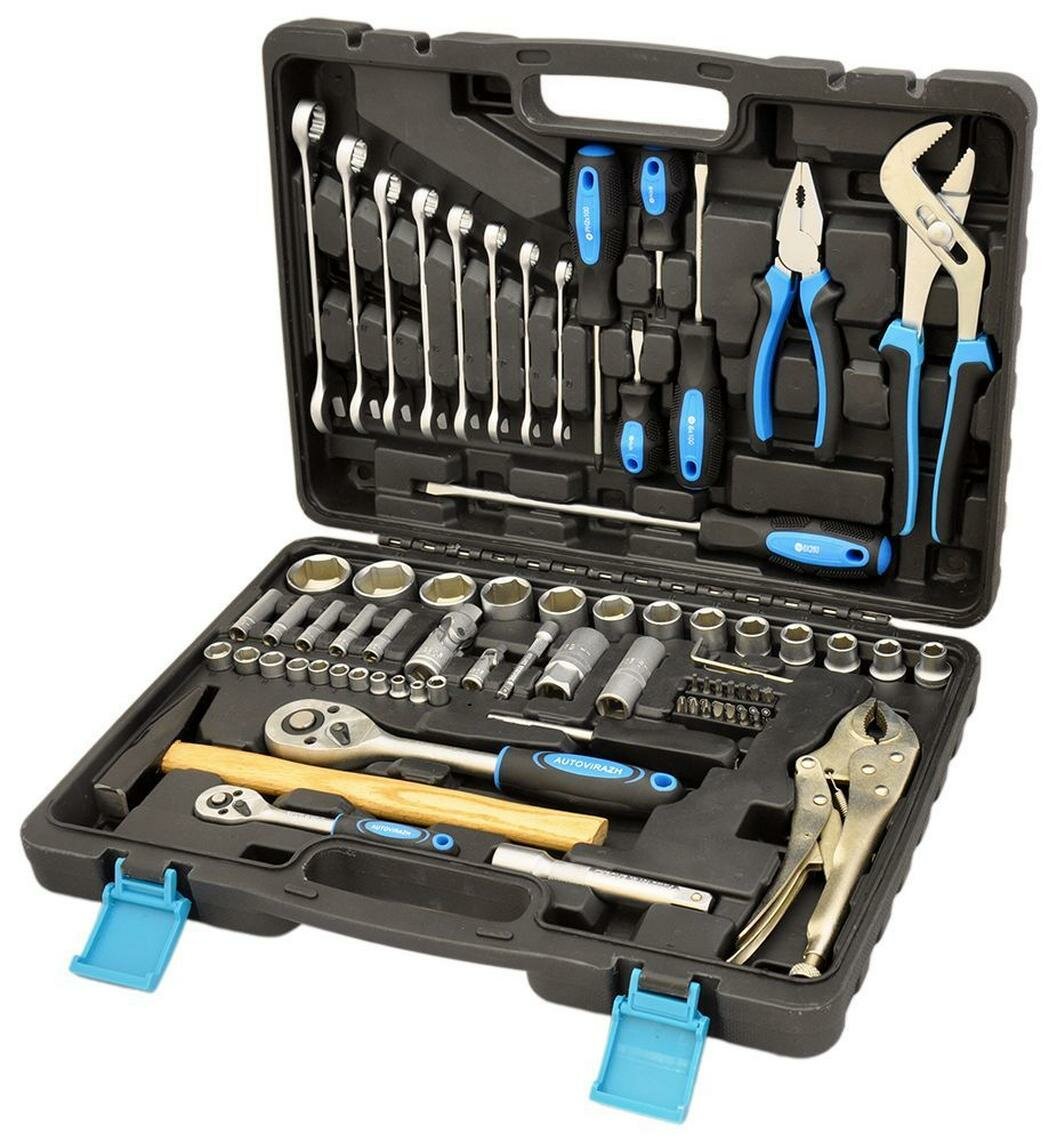 Набор инструмента AUTOVIRAZH AV-212072, 72 предмета, 1/2", 1/4", в кейсе