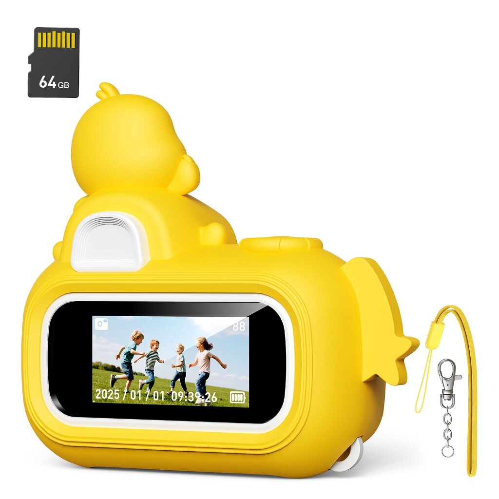 Миниатюрная детская видеокамера в форме уточки, видеорегистратор, прочная пластиковая игрушка для детей для активного отдыха на природе, простое управление.