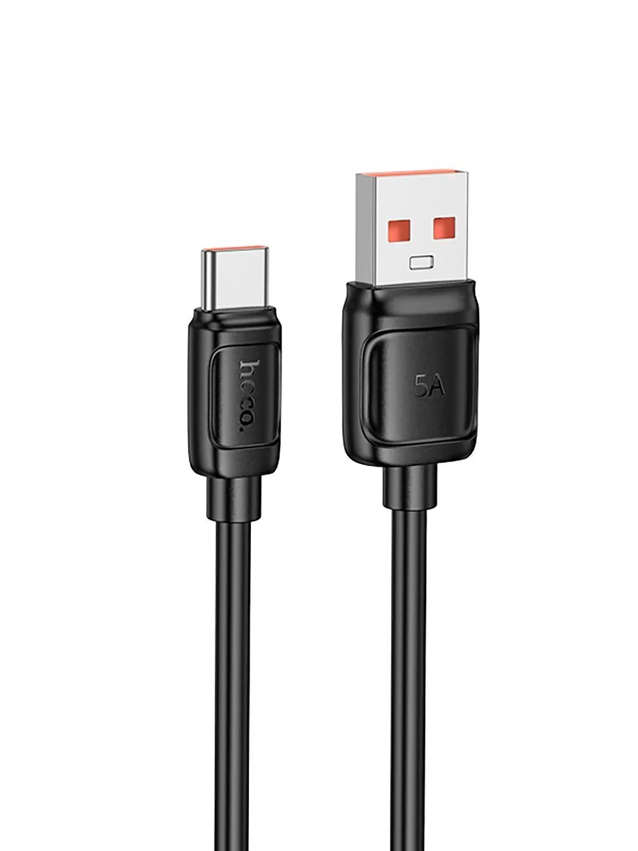 Кабель Hoco X115 USB to Type-C, 100W, 5A, 1 метр, черный / провод с быстрой зарядкой для Android, iPhone с USB-C (15, 16, 17), ноутбуков