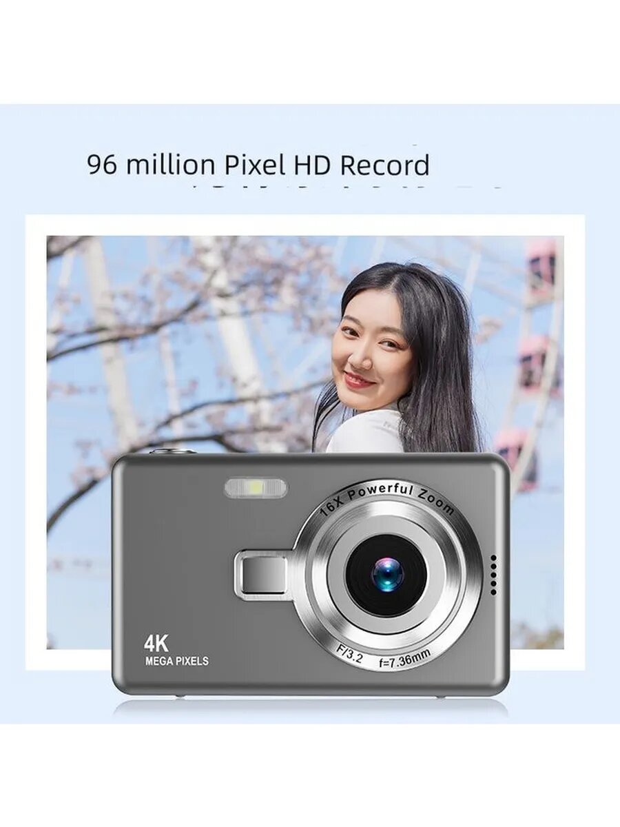 Камера 96MP (4K, 16X) - Серая (карта 64ГБ, адаптер Android)