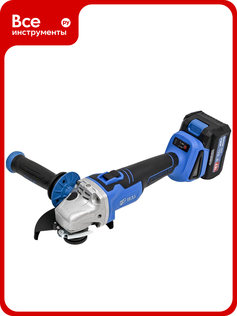 Аккумуляторная углошлифмашина BULL CSG 1812 R Xcase, XLTpro, бесщеточная, 125 мм, рег. об, 8000 об/мин, 1x4 Ач 1333859