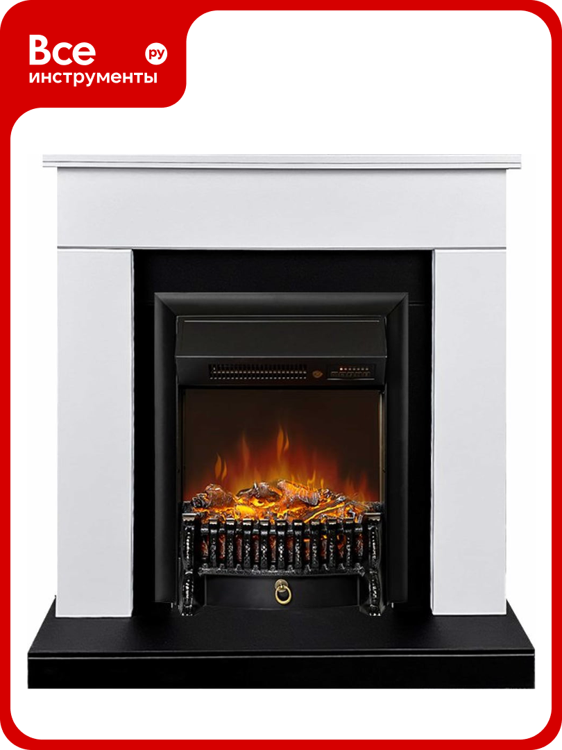 Каминокомплект Royal Flame BERGEN STD SFT под классику ( белый/черный) разборный портал и Fobos FXM Black RC электрокамин 64952715