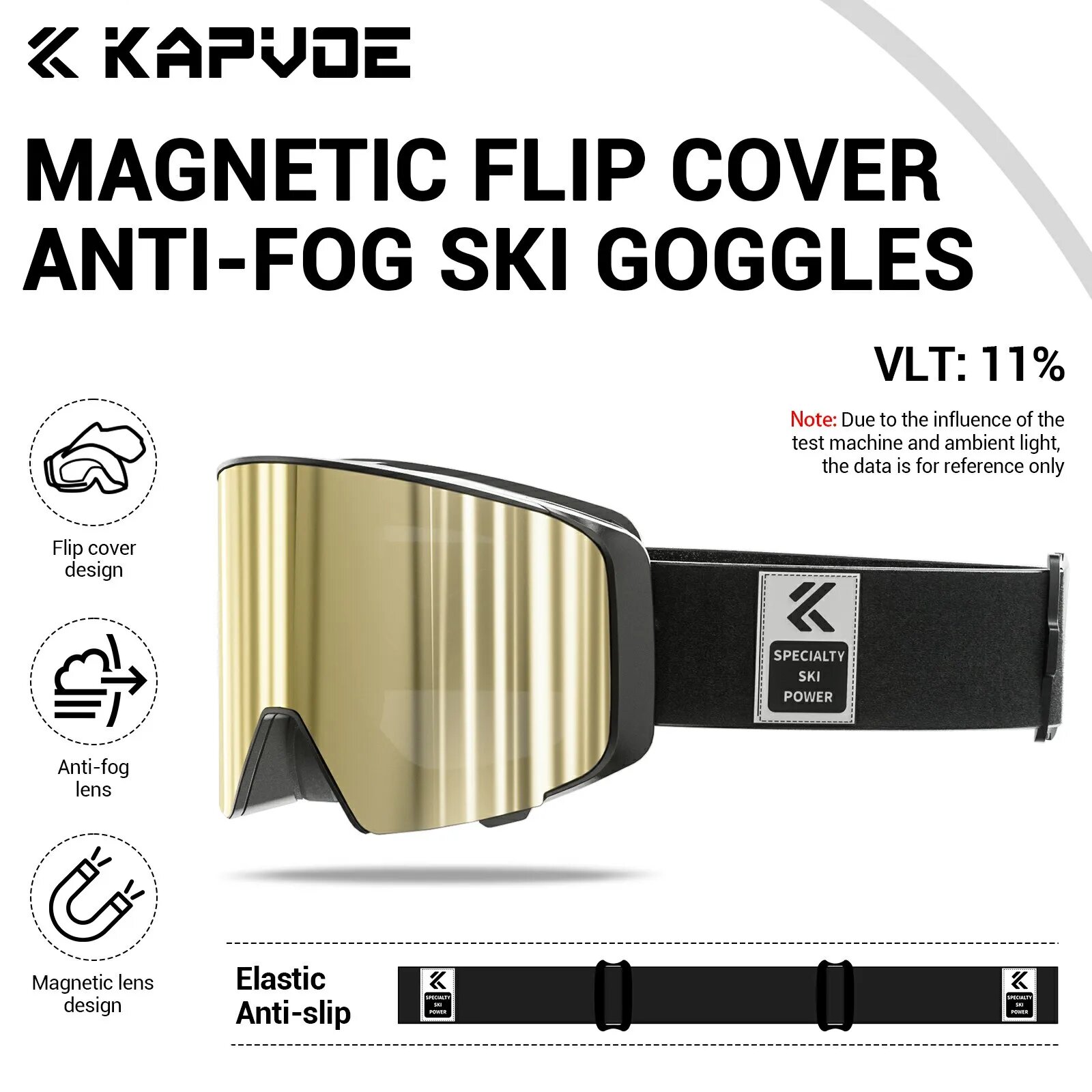 KAPVOE лыжные очки с магнитным козырьком, Anti-Fog, VLT: 11%, DZ-K724-Q-01