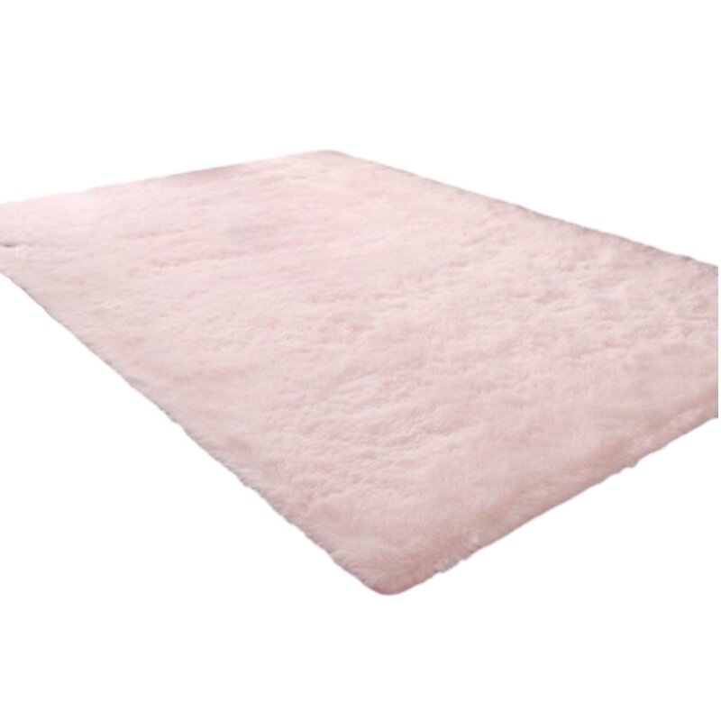 Ковровое покрытие премиум класса монохромное шелковистое длинноворсовое для спальни и кабинета розовое