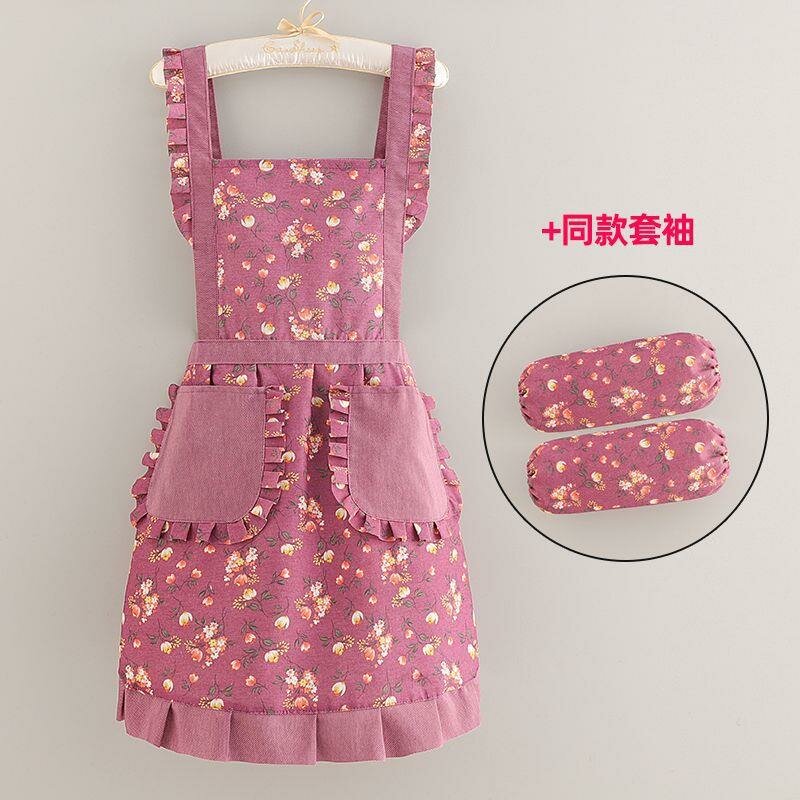 Женский фартук с рукавами, кухонный холст, прочная домашняя одежда, дышащий двухкомпонентный набор для взрослых