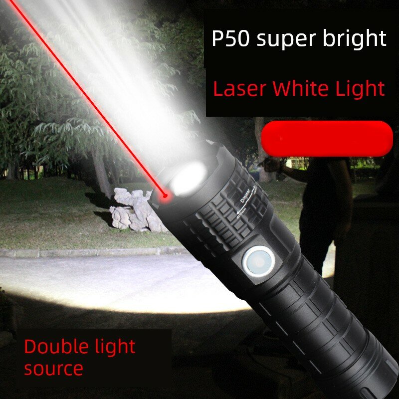 Двойной режимный светодиодный фонарь с красным и белым светом, 1x 26650 батарея для наружной работы