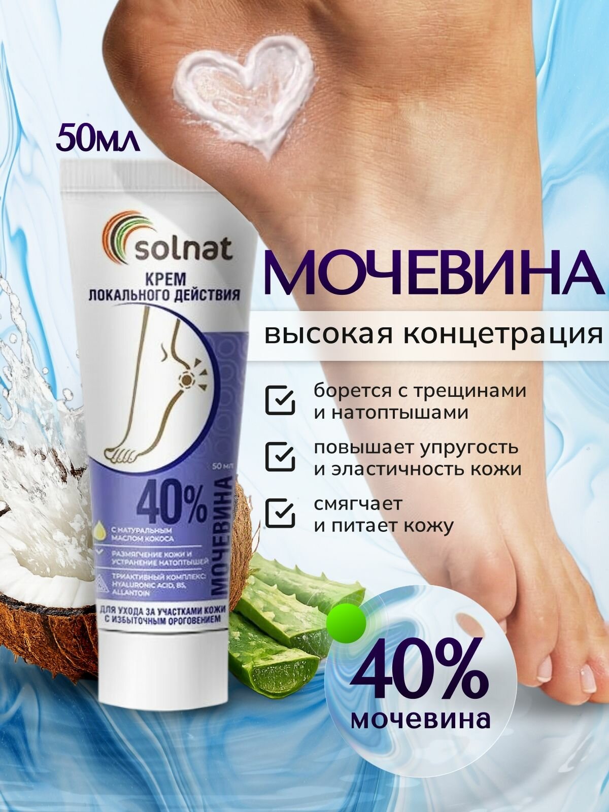Крем для ног, мочевина 40%