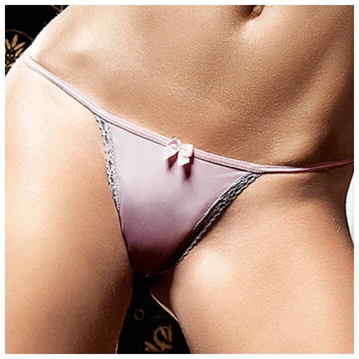 G-Стринги Розовые со светло-серой кружевной кромкой от Baci Lingerie - S/M