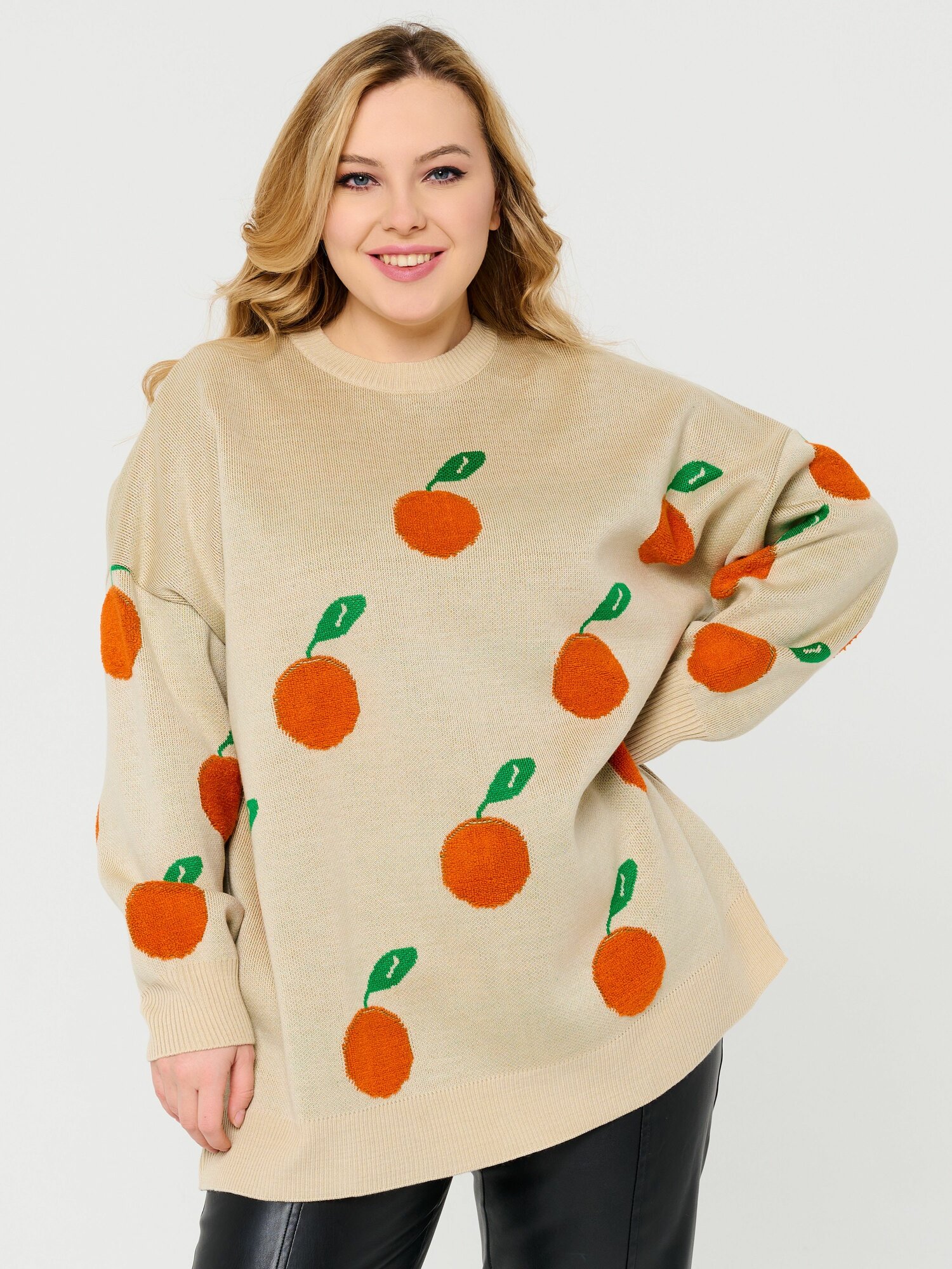 Джемпер Большие размеры/Хлопок/Апельсинки