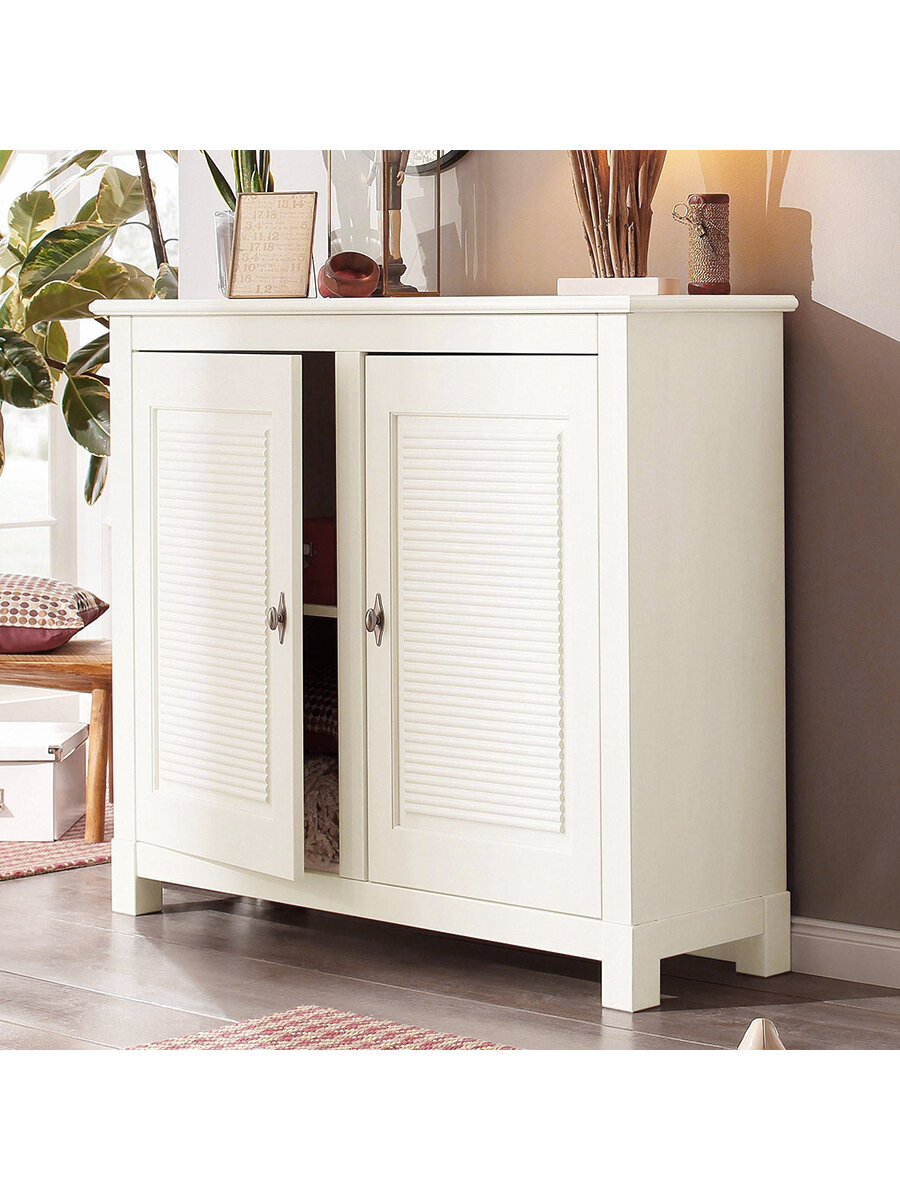 Комод ММЦ Прихожая Рауна 20 (белый воск УКВ), из массива сосны, 118 х 100 х 37 см