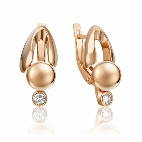 Серьги, красное золото, 585 проба, топаз