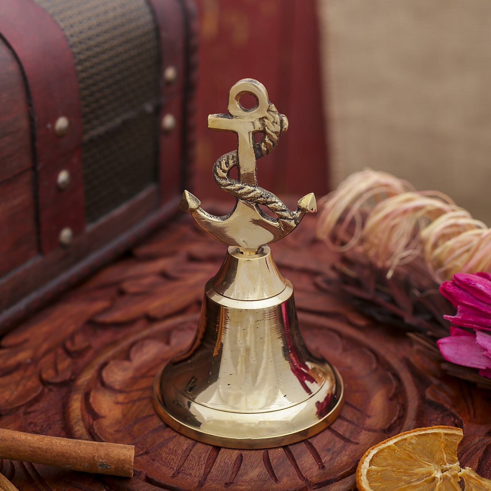 Колокол «Якорь», с канатом, 7×12 см, латунь