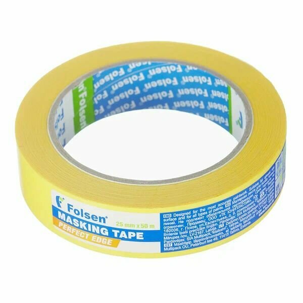 Лента малярная Folsen Professional желтая 25 мм 50 м УФ-стойкая()