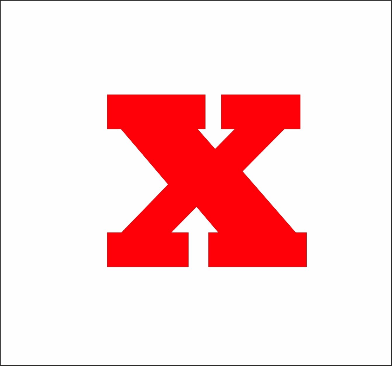 Буква Х из акрила для вывесок 5 см / шрифт 6 красный