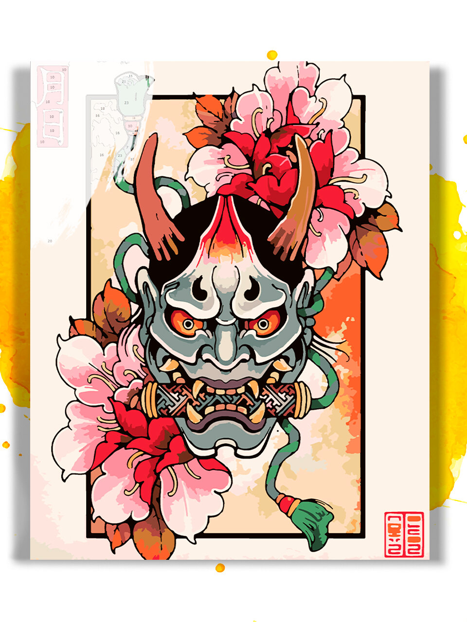 Картина по номерам на холсте Маска и сакура, 40 х 50 см