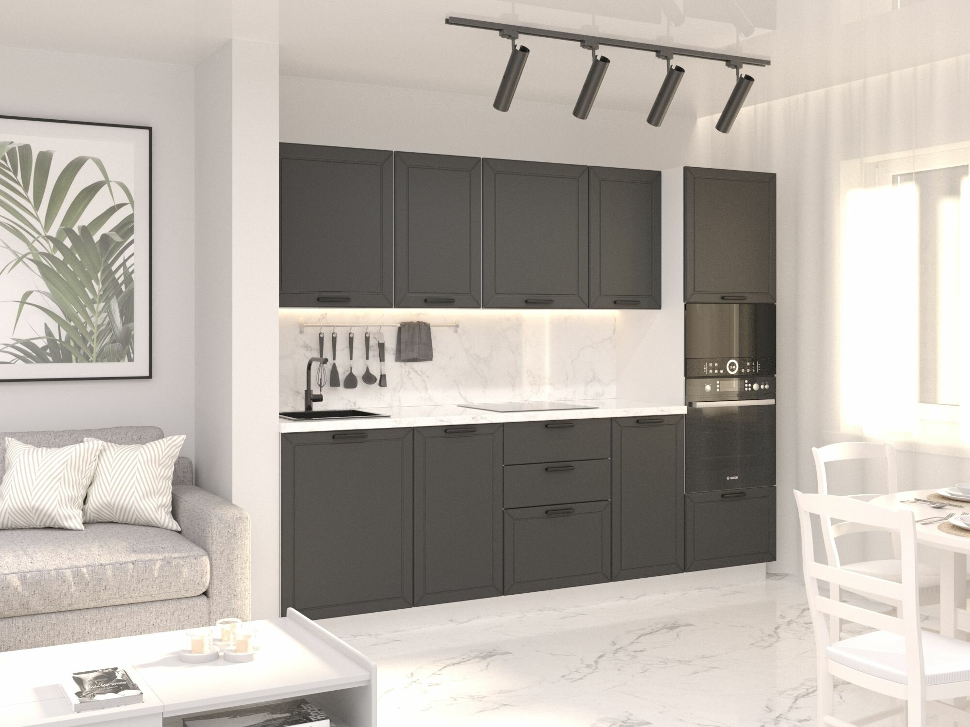 Кухонный гарнитур Глетчер Маренго Силк, 2600 мм