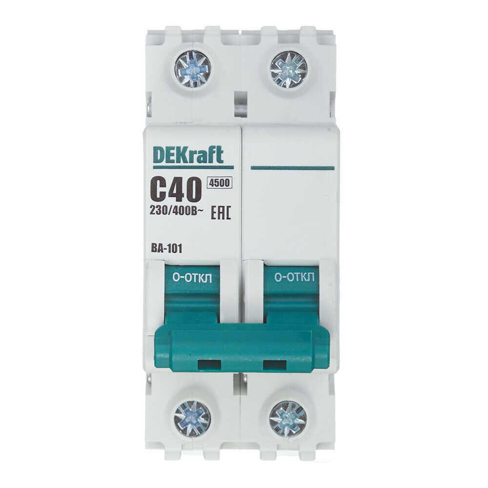 Автоматический выключатель модульный Dekraft ВА-101 2P 40А тип C 4,5 кА 220 В 11070DEK
