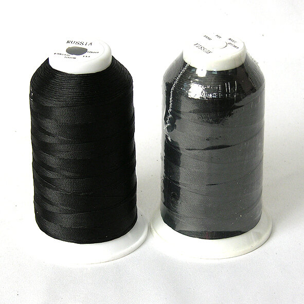Нитки 40 капрон для швейной машинки (65К-1000м)(арт.114) цв. черный 2штуки