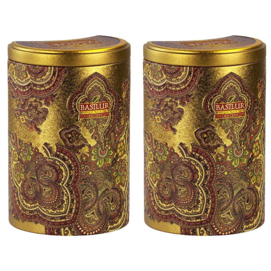 Чай чёрный Базилур Золотой Месяц 100 грамм, железная банка 2 штуки