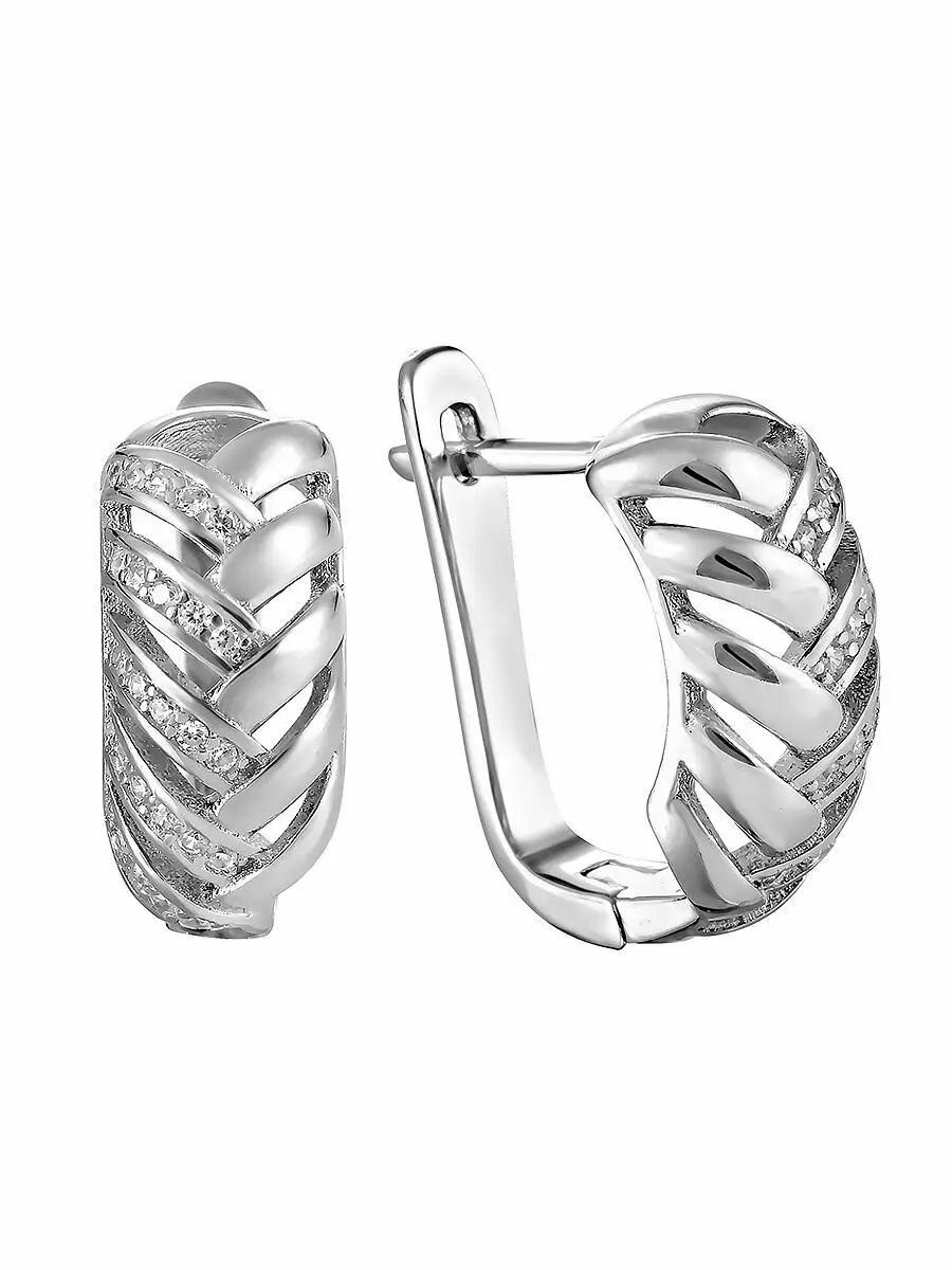 Серьги, серебро, 925 проба, родирование, фианит