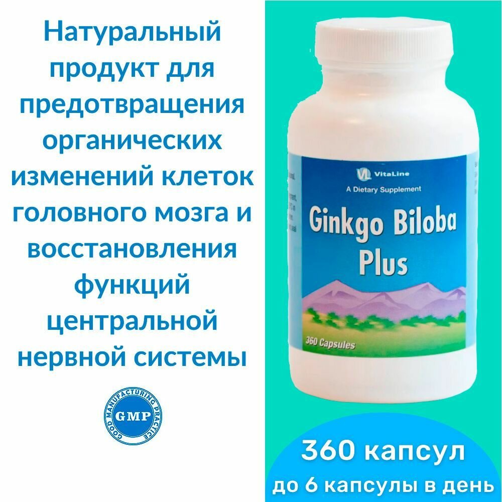 Гинкго Билоба Плюс Виталайн (капсулы по 230 мг) - натуральный продукт для головного мозга и центральной нервной системы