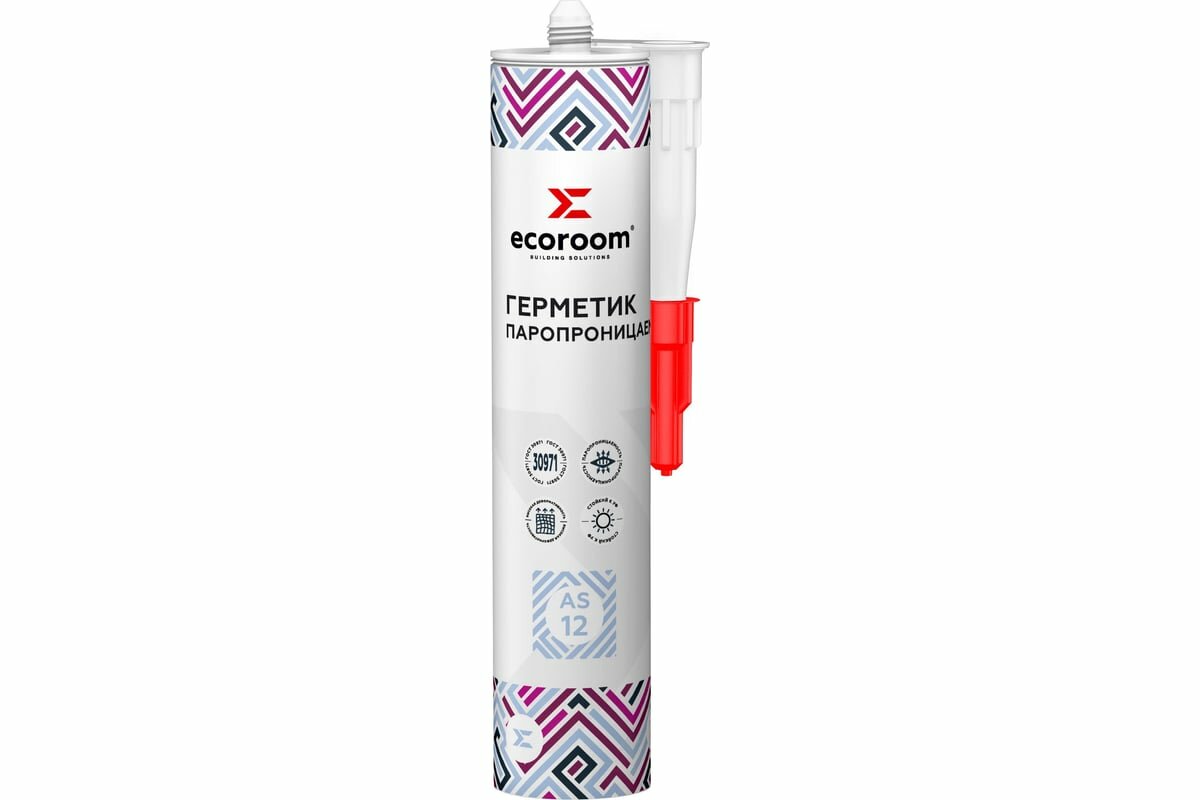 ECOROOM Герметик акриловый AS-12 паропроницаемый, белый, 310мл, 224-1-310