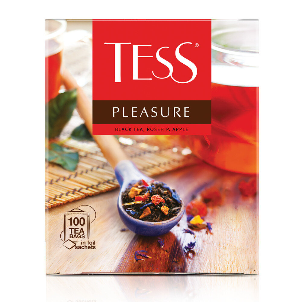 Чай черный TESS Pleasure с добавками, 100пак x 5 упаковок