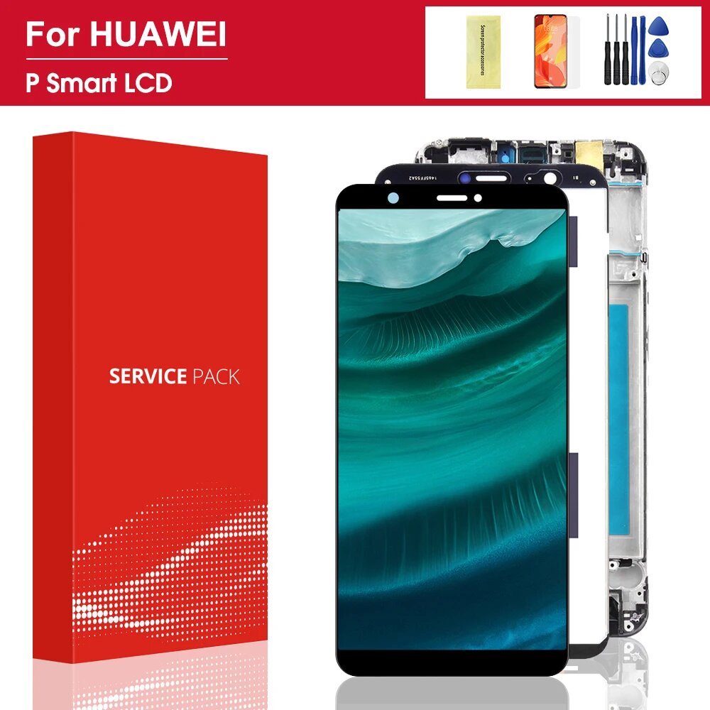 ЖК-дисплей 5,65 'для Huawei P Smart с сенсорным экраном и дигитайзером в сборе для Black With Frame
