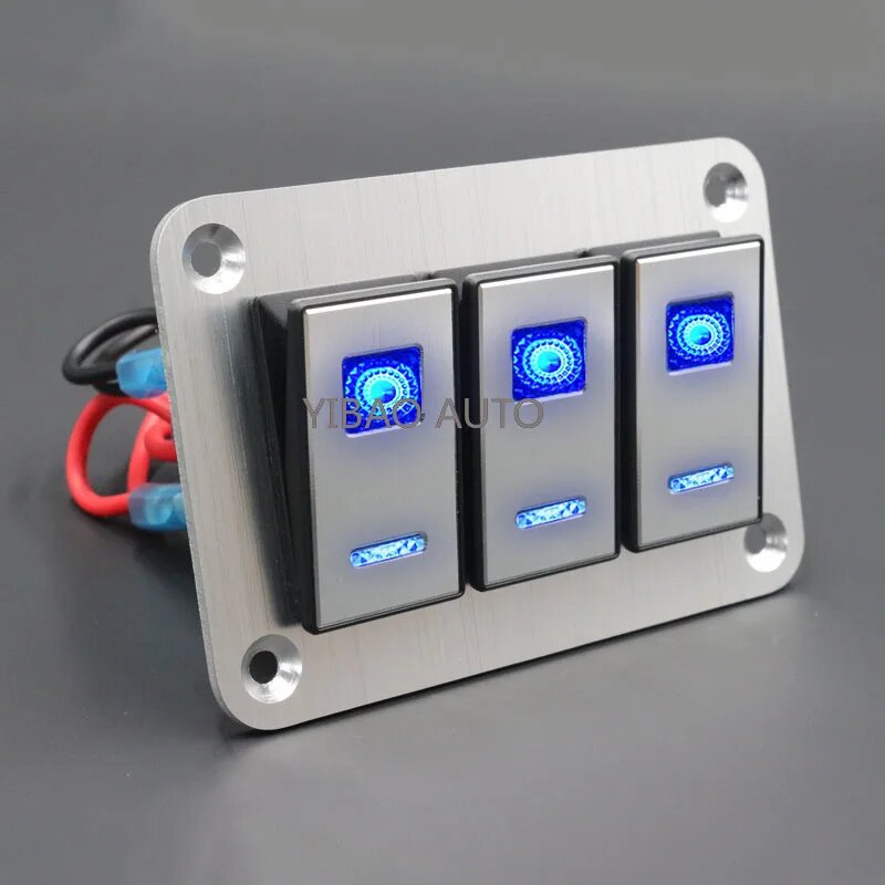 Универсальная панель кулисного переключателя для грузовика, автомобиля, лодки, 8Gang, 3 gang silver