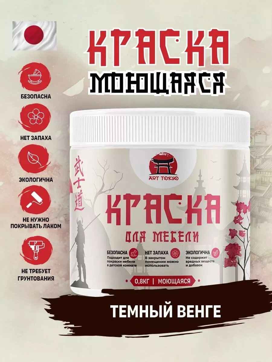 Краска для мебели моющая, полуматовая без запаха