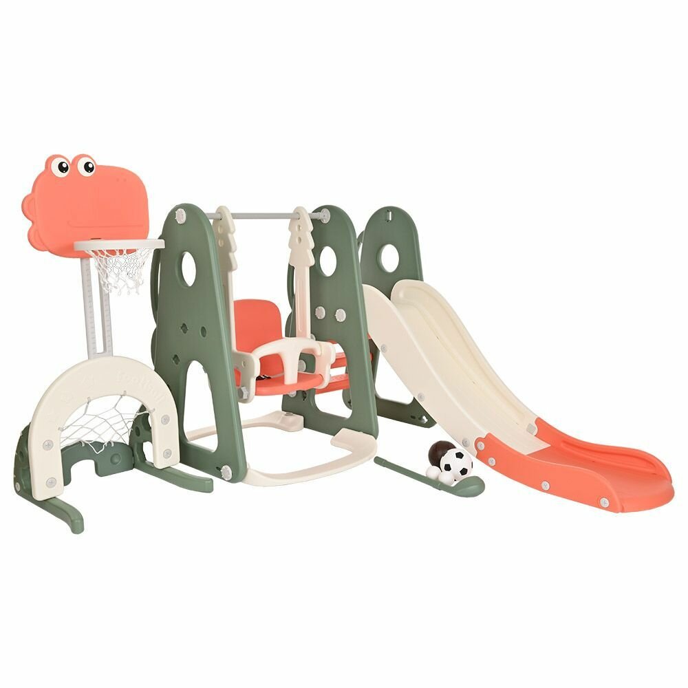 Горка детская, игровой комплекс комплекс Pituso Лакки (горка + качели + баскетбольная стойка) Green/Зеленый, игровой комплекс